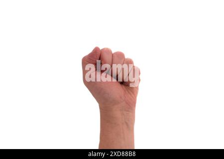 Hand signs. Male fist isolated on white background Stock Photo - Alamy