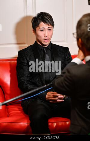 Super bantamweight boxing champion Naoya Inoue attends a press ...