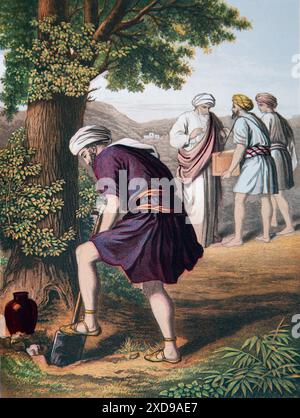 Illustration of the Parable of the Talents in Antique 19th Century Brown's Self-Interpreting ...