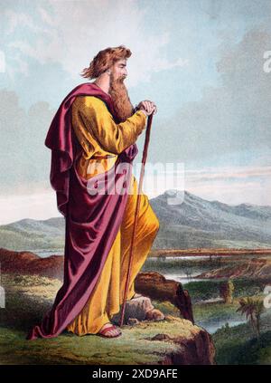 Illustration of Moses viewing the Promised Land from Antique 19th ...