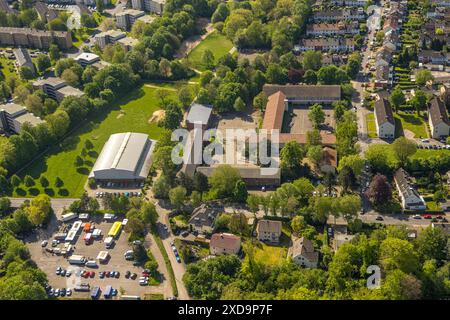Aerial view, Rahel-Varnhagen-Kolleg and large Emst gymnasium, Emst ...