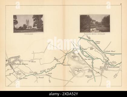 RIVER THAMES - Ashton Keynes - Cricklade. Plank Bridge. TAUNT 1879 old ...