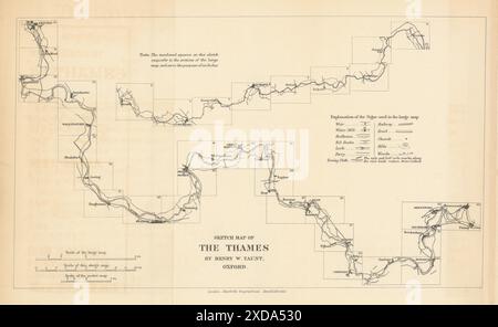 Sketch map of the Thames by Henry W. Taunt 1879 1879 old antique chart ...