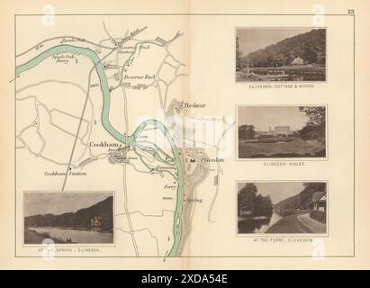 RIVER THAMES - Bourne End - Cookham - Hedsor - Cliveden. TAUNT 1879 old ...