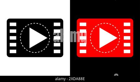 Illustration of start button and film strip on blue screen. Cinema ...