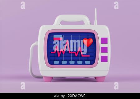 Cartoon Icon Ecg Machine Display with Heartbeat on a white background ...
