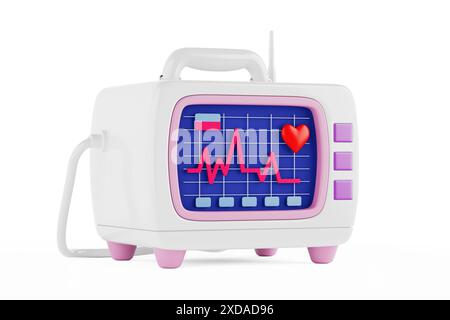 Cartoon Icon Ecg Machine Display with Heartbeat on a white background ...