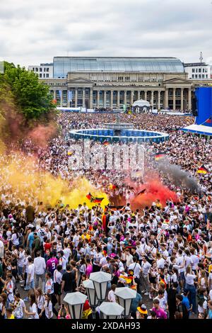 UEFA European Football Championship. Enthusiastic fans at the public ...