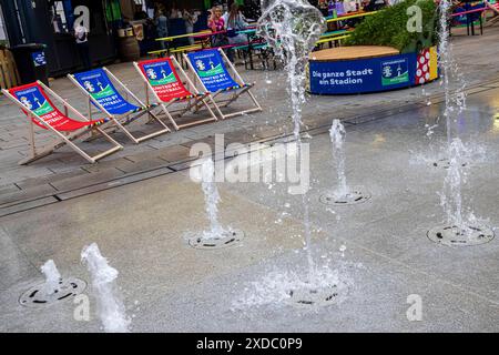 Fan zone in Stuttgart, Germany during UEFA Euro 2024. Football fans ...