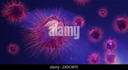 Illustration of giant virus (phylum Nucleocytoviricota) particles ...