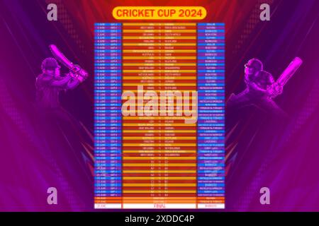 Cricket Cup 2024 match schedule sports background Stock Vector Image ...