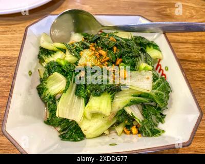 baby Chinese cabbage with oyster sauce and garlic - Asian food style ...