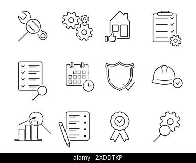 Inspection icons. Quality research, Testing and Safety check icons ...