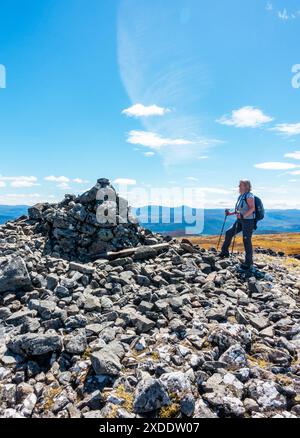 The cairn at the top of the Cairn a Mount in Aberdeenshire, Scotland ...