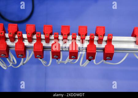 Electrical connection inside panel . Terminals for grounding in the ...