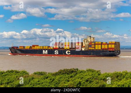 Container vessel passing Battery Point Portishead and heading out to ...