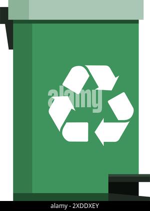 Green trash can. Garbage bin with recycling sign isolated on white ...