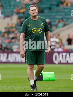 South Africa head coach Rassie Erasmus on the pitch ahead of the Rugby ...