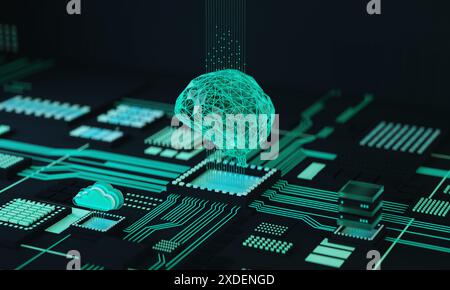 Artificial intelligence, data mining, deep learning. Futuristic Cyber ...