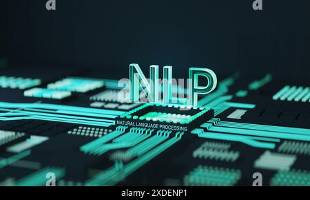 Large Language Model LLM concept. Rendering of a 3d text with neural network infrastructure in a ...