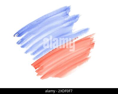 Watercolor blue and red bending strokes in motion. Abstract stain ...