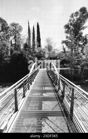 Pedestrian bridge over the river Kladeos, Olympia, Western Peloponnese ...