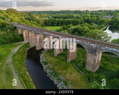 Viaduct in Reddish Vale Country Park Stock Photo - Alamy