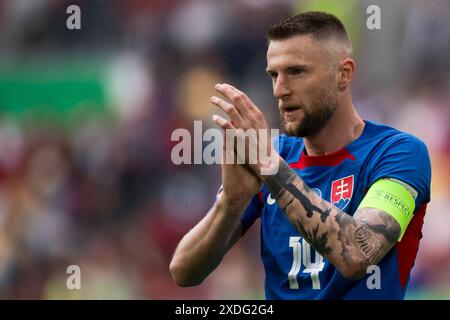 Milan Skriniar of Slovakia gestures during the FIFA World Cup Qatar ...