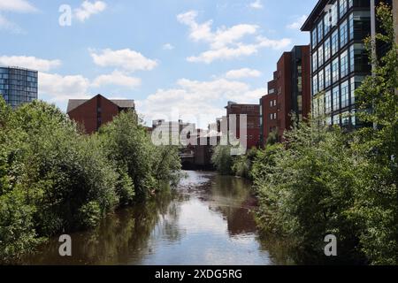 River Don flowing through Sheffield city centre England , with ...