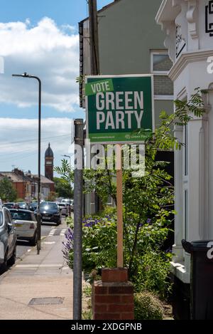 Vote Green Green Party sign in England, UK, during the 2024 General ...
