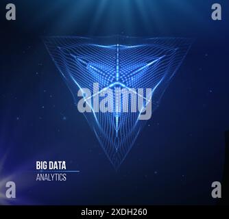 Blue digital mesh representing an AI network with abstract geometric ...