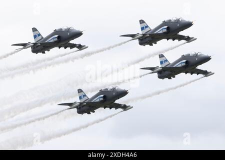 Finnish Airforce display team Midnight Hawks performing with Bae Hawk ...