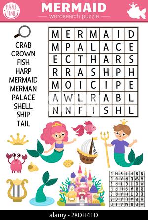 Vector fairytale wordsearch puzzle for kids. Simple magic kingdom ...