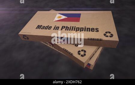 Made in Philippines Philippines box production line. Filipino, flag ...