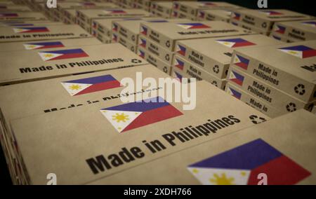 Made in Philippines Philippines box production line. Filipino, flag ...