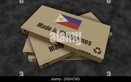 Made in Philippines Philippines box production line. Filipino, flag ...