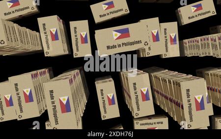 Made in Philippines Philippines box production line. Filipino, flag ...