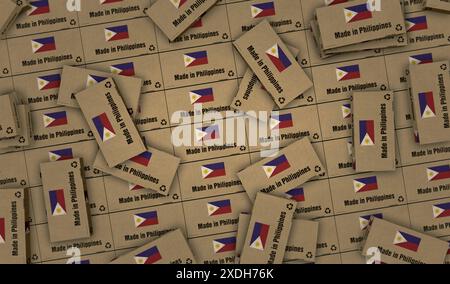 Made in Philippines Philippines box production line. Filipino, flag ...