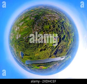 Aerial view, residential area, view of Ahlenberg district, surrounded ...