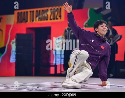 Budapest, Hungary. 23rd June, 2024. Luo Zhilu of China competes during ...