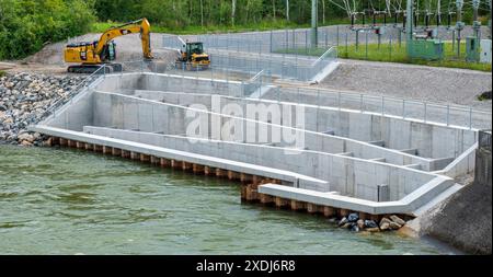Fischtreppe am Lech Im Bau befindliche Fischtreppe für Laichwanderung ...