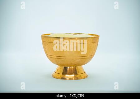 A Copper Bowl filled with Probiotic Yoghurt for Nepali Festival Asaar ...