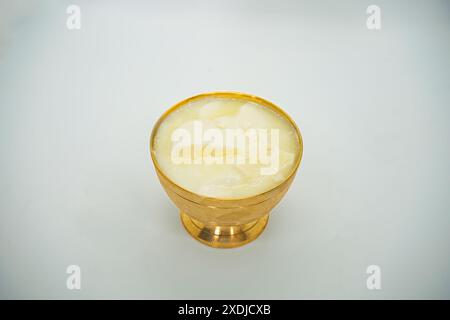 A Copper Bowl filled with Probiotic Yoghurt for Nepali Festival Asaar ...