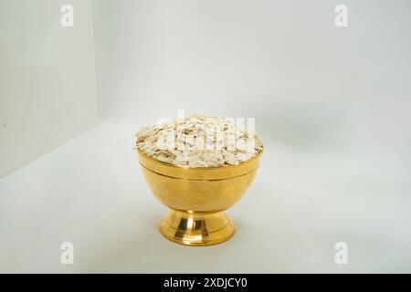 A Copper Bowl Filled with beaten Rice Flakes aka Chiura Chiuda for ...