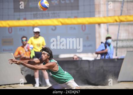 Marco Viscovich in action during the CEV Beach Volley Nations Cup 2025 ...