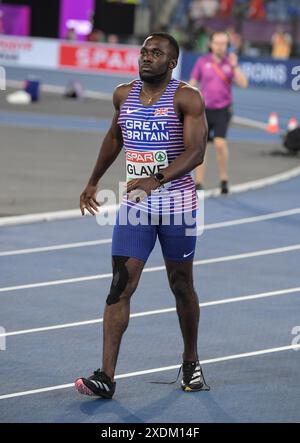 Romell Glave of Great Britain competing in the mens 100m final at the ...