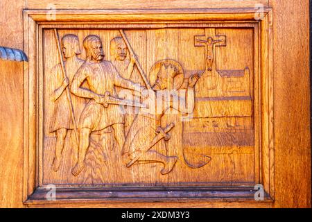 Odense, early Gothic St Albani Church, Roman Catholic church, entrance ...