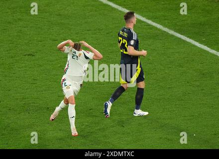 Hungary's Kevin Csoboth (left) celebrates scoring the winning goal ...