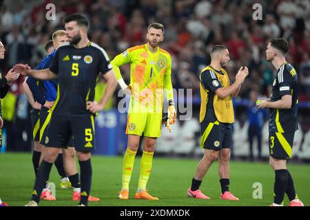 Scotland goalkeeper Angus Gunn (1) reacts during the World Cup Group C ...