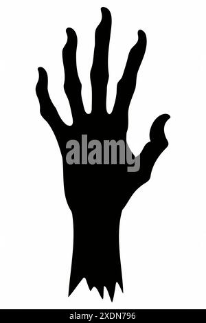 Black silhouette of creepy zombie hand isolated on a white background ...